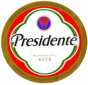 Drink Label: Presidente Pilsner Style (Presidente Cerveza, United ...