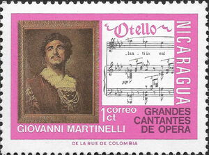 Stamp: Giovanni Martinelli, Othello (Nicaragua(Opera Singers) Mi:NI ...