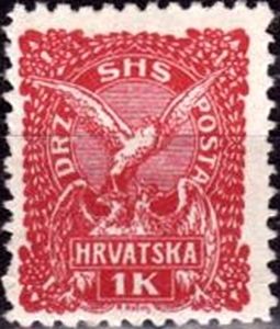 Timbre: Symbols of Liberty: Falcon (Croatie - Royaume des Serbes ...