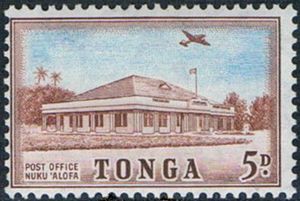 Stamp: Post Office, Nuku'alofa (Tonga(Definitives 1953: Queen Sālote ...