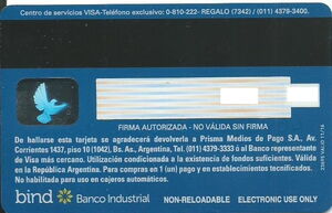 Gift Card: Bind - Banco Industrial (Visa, Argentina(Bind - Banco ...