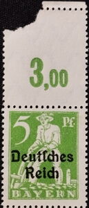 Stamp: Stamps of Bavaria overprinted Deutsches Reich (German Realm ...