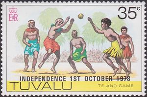 Stamp: Te Ano Game (Tuvalu(Independence Day Overprints) Mi:TV 77,Sn:TV ...
