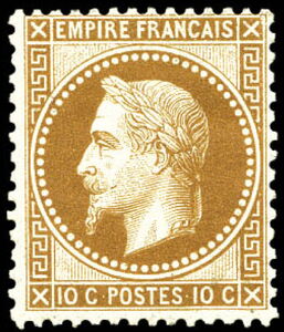 Stamp: Emperor Napoléon III (France(Emperor Napoleon III with laurel ...
