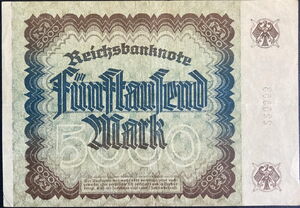 Banknote: 5,000 Mark (Germany(1922 4th Issue - Reichsbanknote, Republic ...