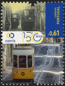 Selo: Carris Public Transport Company, Lisbon, 150 Years (Portugal(150º ...