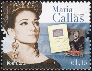 Stamp: Maria Callas, Opera Singer (1923-1977) (Portugal(100th ...