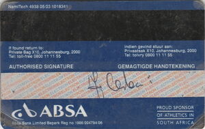 Bank Card: Absa (Absa, South AfricaCol:ZA-VE-0001.03