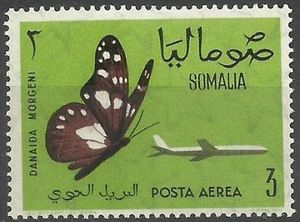 Stamp: Butterfly (Danaida morgeni) (Somalia(Butterflies (1961)) Mi:SO ...