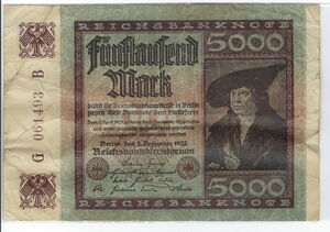 Banknote: 5,000 Mark (Germany(1922 4th Issue - Reichsbanknote, Republic ...
