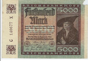Banknote: 5,000 Mark (Germany(1922 4th Issue - Reichsbanknote, Republic ...