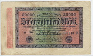 Banknote: 20,000 Mark (Germany(1923 2nd Issue - Reichsbanknote ...