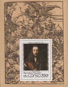 Stamp: Self-portrait by Dürer souvenir sheet (Congo, Republic ...
