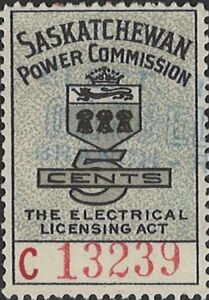 Stamp: Saskatchewan Power Commission with Coat of Arms (Saskatchewan ...