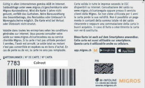 Gift Card: Generali (Migros, Switzerland(Migros) Col:CH-MIG-0125-020-V6