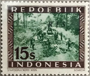 Stamp: Construction of Great Postal Road, Java (Indonesia(Vienna ...