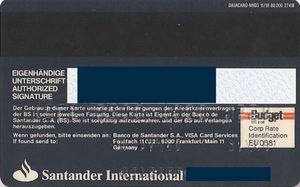 Bank Card: Santander International - Classic (Banco de Santander ...