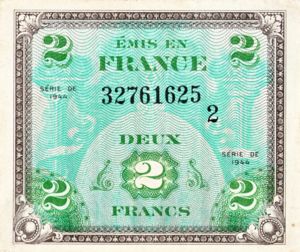 Banknote: 2 Francs (France(1944 First Issue - Supplemental French Franc ...