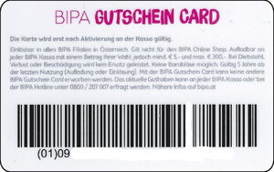 Geschenkkarte: Feier Schön! (Bipa, Österreich(Bipa) Col:AT-Bipa-032aa