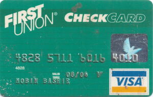 Bank Card: First Union - Check Card (First Union Bank, United States of ...