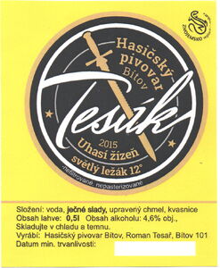 Etiqueta de beguda: Tesák světlý ležák 12° (Hasicsky pivovar Bitov ...