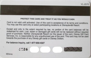 Gift Card: Walt Disney (Disneyland USA, United States of America(Gift ...