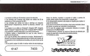 Gift Card: Xtreme Multicinemas (Calimax, Mexico(Calimax) Col:MEX-VARIAS-038