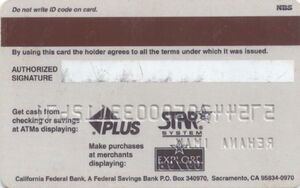 Bank Card: Cal Fed (California Federal Bank, United States of ...