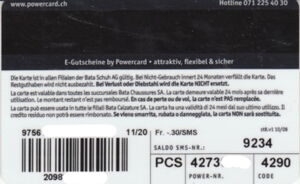 Gift Card: Bata red (Bata, Switzerland(Bata) Col:CH-Bata-001