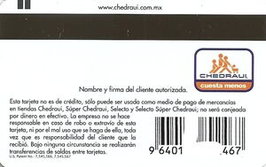 Gift Card: Verde Azul (Chedraui, Mexico(3d) Col:MEX-CHE-032