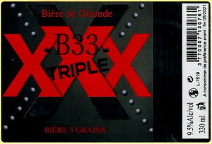 Drink Label: B33 Triple XXX (Brasserie Ici on Brasse, FranceCol:FR-BEER ...