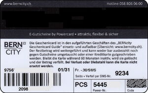 Geschenkkarte: Bern City (Bern City, Schweiz(Bern City) Col:CH-Berne-023-3101