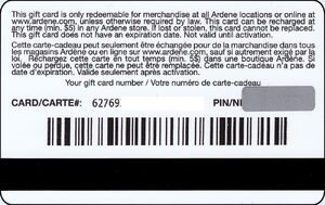Gift Card: Symbols (Ardene, Canada(Ardene) Col:Ca-Ard-048
