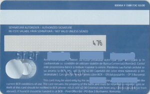 Bank Card: BCR Debit (Banca Comerciala Romana, RomaniaCol:RO-MC-0435