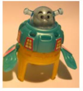 Meal Toy: E.T. in his spaceship, green top, yellow base (Kinder ...