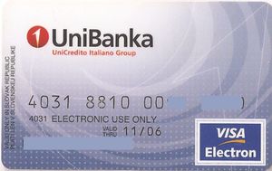 Bank Card: UniBanka (Unibanka, SlovakiaCol:SK-VE-0007