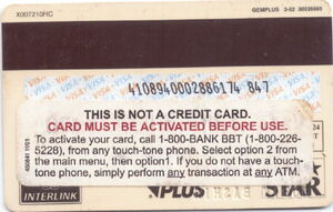 Bank Card: Check Card (Bb&t, United States of AmericaCol:US-VI-1122 💳