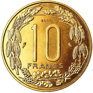 Монети: 10 CFA Francs (Essai) (Екваторіальні Африканські Держави ...