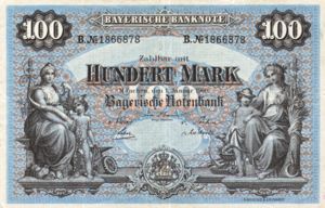 Banknote: 100 Mark (German States(Bayerische Notenbank-Bavarian Note ...