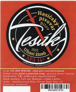 Drink Label: Apa 14° (Hasicsky pivovar Bitov, Czech RepublicCol:CZ-BEER ...