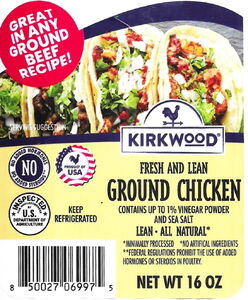 Food Label: Kirkwood Ground Chicken (ALDI, Inc, United States of ...