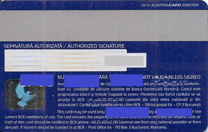 Bank Card: BCR Debit (Banca Comerciala Romana, RomaniaCol:RO-VI-0217