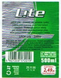 Drink Label: Lech Lite (Lech Browary Wielkopolski, PolandCol:PL-BEER-000253