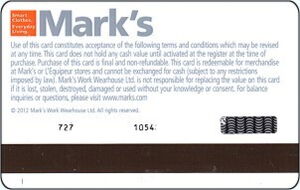 Gift Card: Boat (Mark's Work Wearhouse, Canada(Mark's) Col:CA-MWW-024