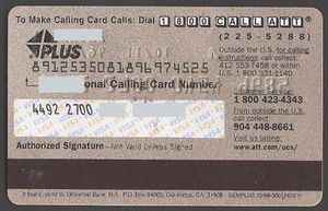 Bank Card: AT&T Platinum (Universal Bank, United States of America) Col ...