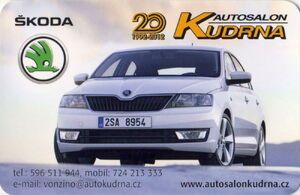 Calendário de Bolso: Škoda - Autosalon Kudrna (República Tcheca(Carros) Col:CZ-2013-Car-004.11