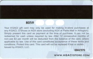 Ajándékkártya: A'gaci (Agaci, Amerikai Egyesült Államok(A'gaci) Col:US ...