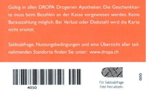 Gift Card: Dropa (Dropa, Switzerland(Dropa) Col:CH-DRO-003-050f_1b 💳