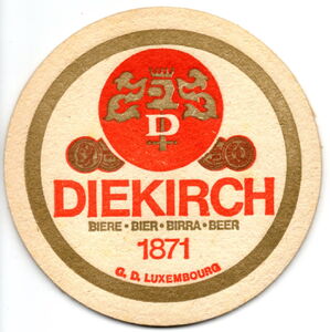 Sous-bock de bière: Diekirch (Brasserie de Luxembourg Mousel-Diekirch S ...