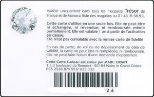 Gift Card: Tresor (Tresor, France(Tresor) Col:FR-Tresor-004